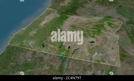 Zoom in on Oregon (state of United States) outlined. Oblique ...