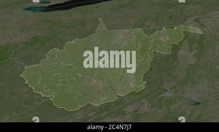 Zoom in on West Virginia (state of United States) outlined. Oblique ...