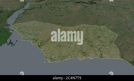 Zoom in on Colonia (department of Uruguay) extruded. Oblique ...