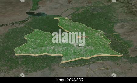 Zoom in on Sirdaryo (region of Uzbekistan) outlined. Oblique ...