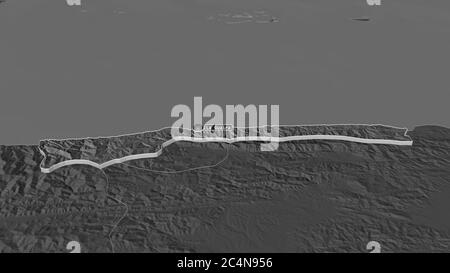 Vargas, state of Venezuela. Bilevel elevation map with lakes and rivers ...
