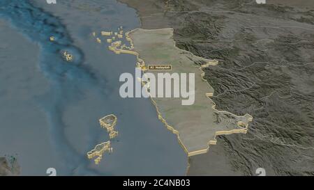 Zoom in on Al Hudaydah (governorate of Yemen) extruded. Oblique ...