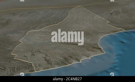 Zoom in on Al Mahrah (governorate of Yemen) outlined. Oblique ...