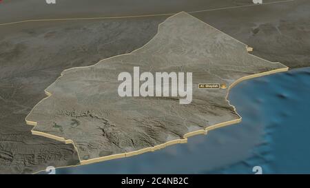 Zoom in on Al Mahrah (governorate of Yemen) outlined. Oblique ...