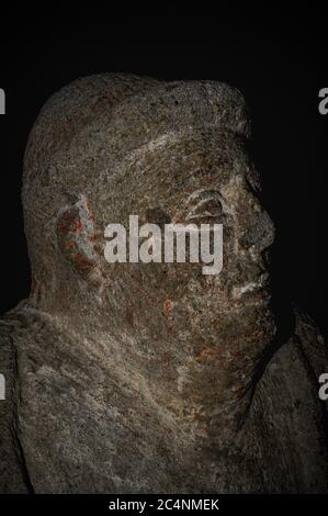 Face of Etruscan man interred more than 2,000 years ago. Stone ...