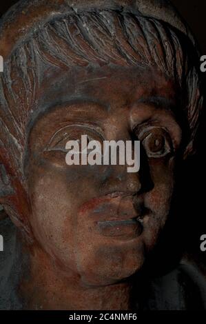 Face of Etruscan man interred more than 2,000 years ago. Stone ...