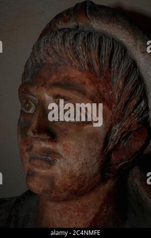 Face of Etruscan man interred more than 2,000 years ago. Stone ...