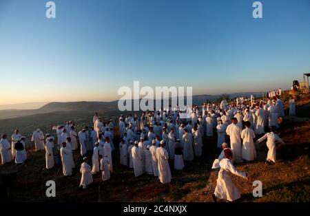 Samaritans participate in a traditional ceremony celebrating the giving ...