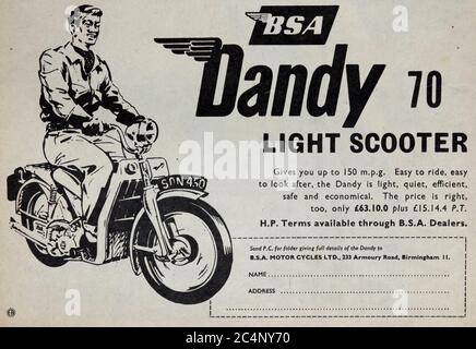 Vintage advertisement for British BSA motorcycles Stock Photo - Alamy
