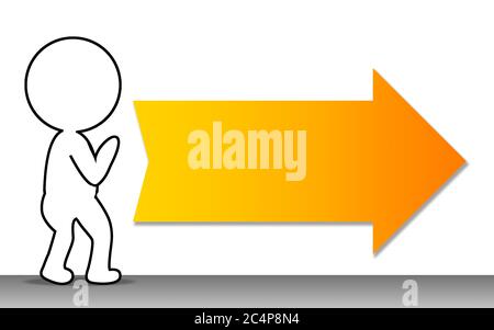 White puppet with yellow arrow Stock Photo - Alamy
