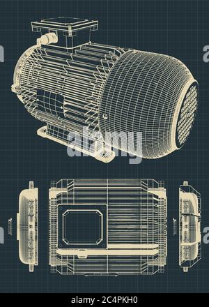 Stylized electric motor drawings vector illustration Stock Vector Image ...