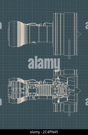 Stylized vector illustration of structure of turbofan engine Stock ...