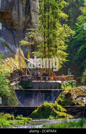 Edmund's gorge Ferry dock in Czech Switzerland National Park Stock ...