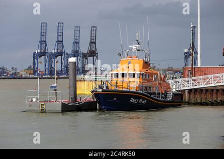 RNLB The Duke of Kent Lifeboat 17-45 moored at the RNLI Harwich in ...