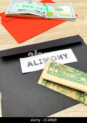 Concept demonstrates the payment of alimony, money allocated for the ...