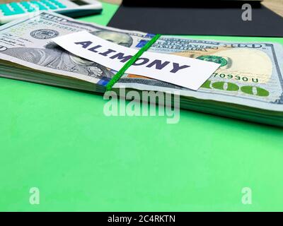 Concept demonstrates the payment of alimony, money allocated for the ...