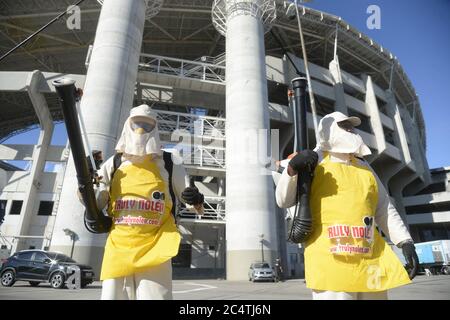 Cleaning in football stadiums, for the matches of the Carioca football ...
