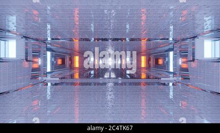 Futuristic setting in silver colors with laser lights Stock Photo - Alamy