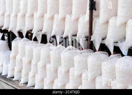 sea salt in big bags packed and ready for shipping world wide. rock ...