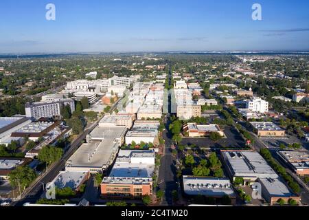 Aerial view above downtown Visalia, California Stock Photo - Alamy