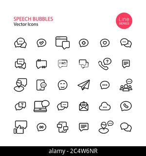 Globe and chat bubbles icon. Outline globe and chat bubbles vector icon ...