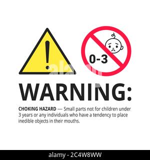 Choking hazard forbidden sign sticker not suitable for children under 3 years isolated on white ...
