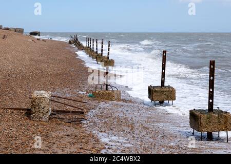 Remnants of old wartime coastal defences 1940s anti-invasion military ...