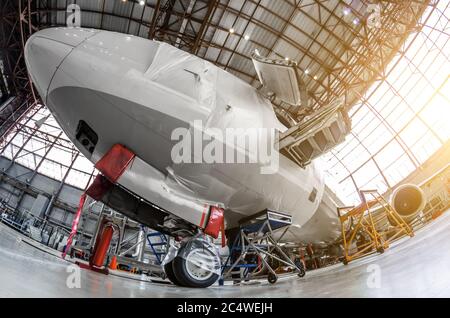 Open aircraft front passenger door, seen from the inside, showing ...