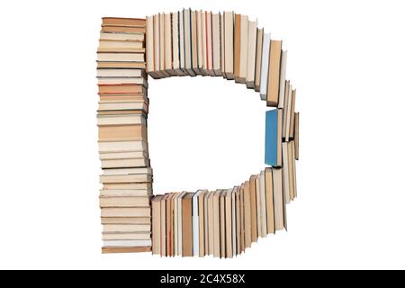 Letter - O made of books isolated on white background. Book letter font ...
