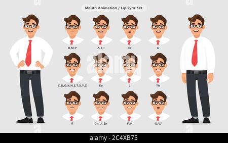 Mouth Lip Sync set for animation of sound pronunciation. Phoneme mouth ...