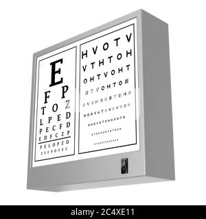 Snellen Eye Chart Test Light Box on a white background. 3d Rendering ...