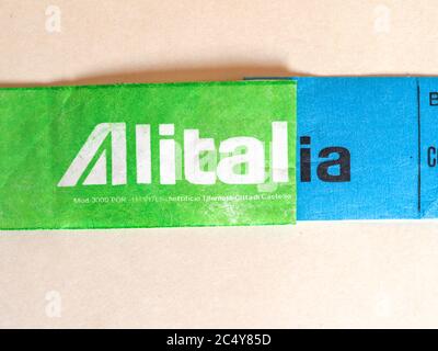 ROME, ITALY - CIRCA JUNE 2020: Alitalia airline baggage tags Stock ...