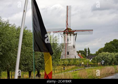 Hoeke Windmill, old, energy production, tall grasses, water, heavy ...