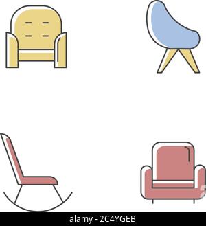 Chair line icons collection. Recliner, Rocker, Armchair, Swivel, Thr ...