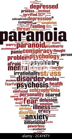 Paranoia word cloud concept. Collage made of words about paranoia ...