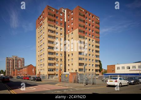Detail of high rise council block of flats in Wester Hailes, Edinburgh ...