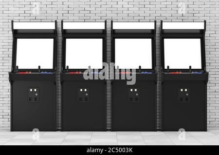 arcade slot machines in a game hall (3d rendering Stock Photo - Alamy