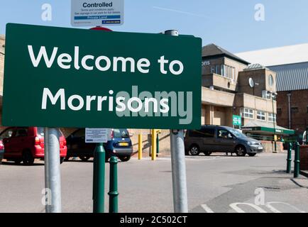 sign for morrisons car park at a branch of the supermarket chain in ...