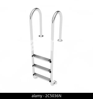 Chrome Swimming Pool Ladder on a white background. 3d Rendering Stock ...