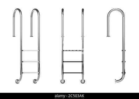 Chrome Swimming Pool Ladders on a white background. 3d Rendering Stock ...
