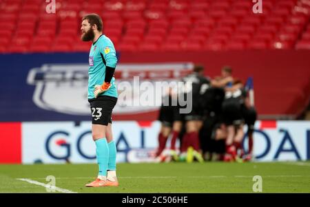 Exeter City goalkeeper Jonny Maxted during the Sky Bet League Two Play ...