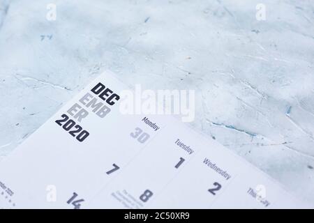 December 2020 simple calendar with office supplies and copy space Stock ...