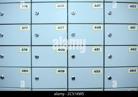 Relay drop boxes set in a postal office Stock Photo - Alamy