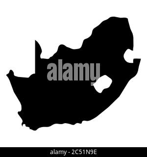 South Africa - solid black silhouette map of country area. Simple flat ...