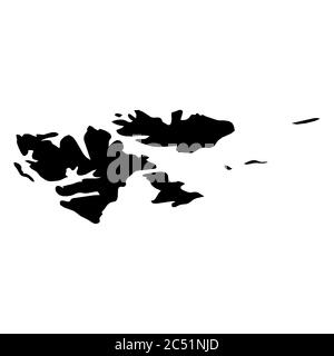 Svalbard islands - solid black outline border map of country area ...
