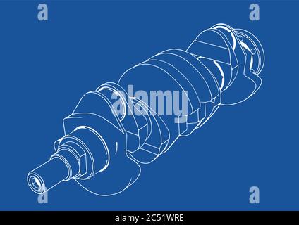 drawing crankshaft vector on a white background Stock Vector Image ...