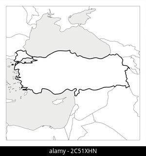Turkey country thick black outline silhouette. Simplified map. Vector ...