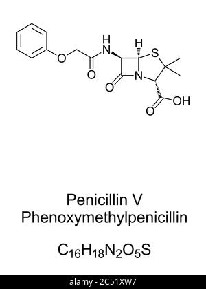 Penicillin V antibiotic molecule, chemical structure Stock Photo - Alamy