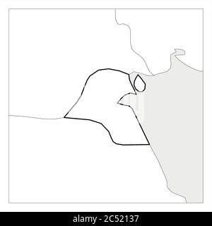 Kuwait Map. Kuwaiti Country Map. Black and White National Nation ...