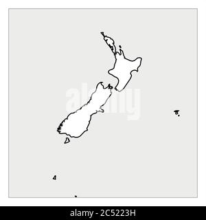 New Zealand country thick black outline silhouette. Simplified map ...